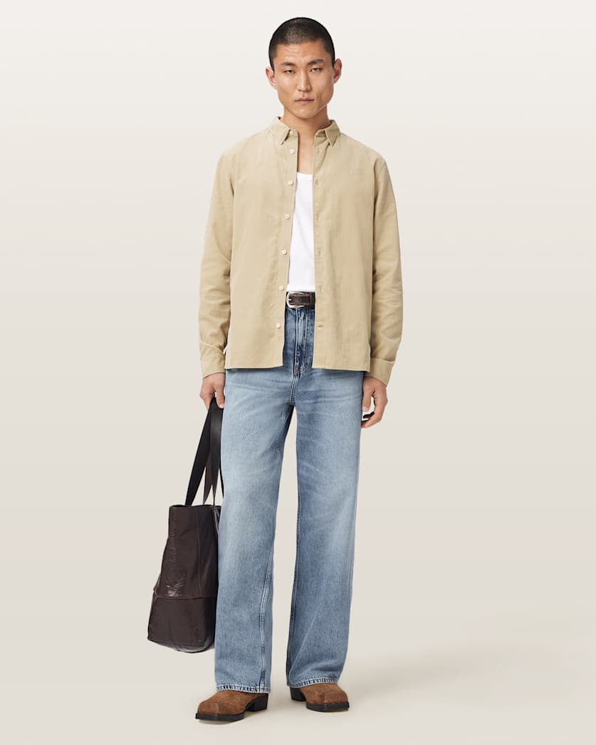 Birchwood Ramskull Long Sleeve Corduroy Shirt CORD BROWN | ALLSAINTS